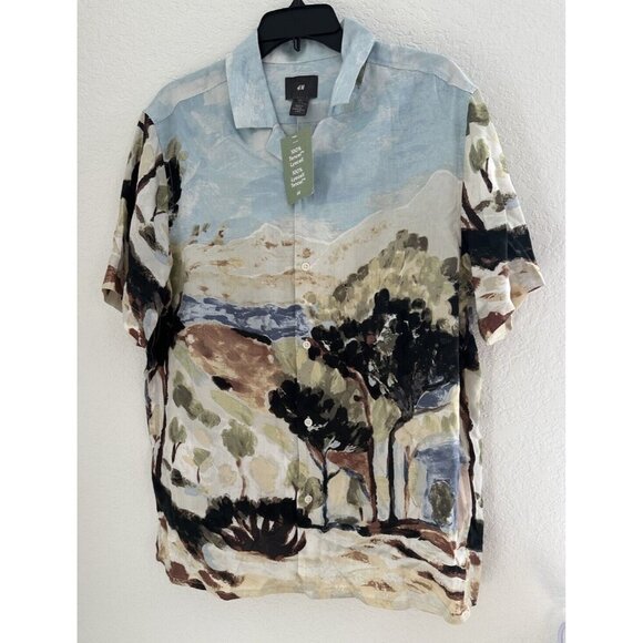 H&M | Shirts | Nwt Hm Mens Impressionist Art French Alps Button Up ...